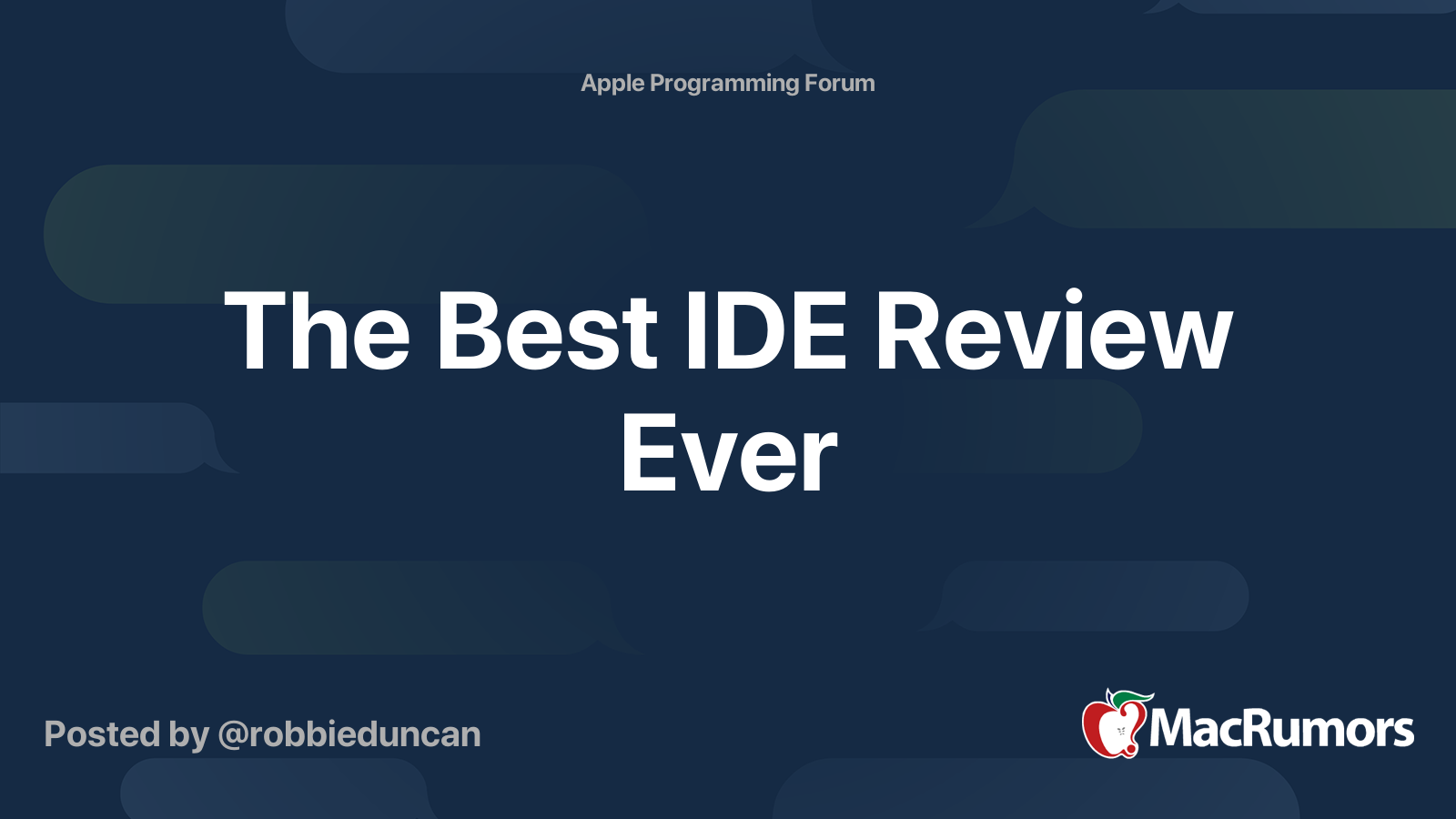 The Best IDE Review Ever | MacRumors Forums
