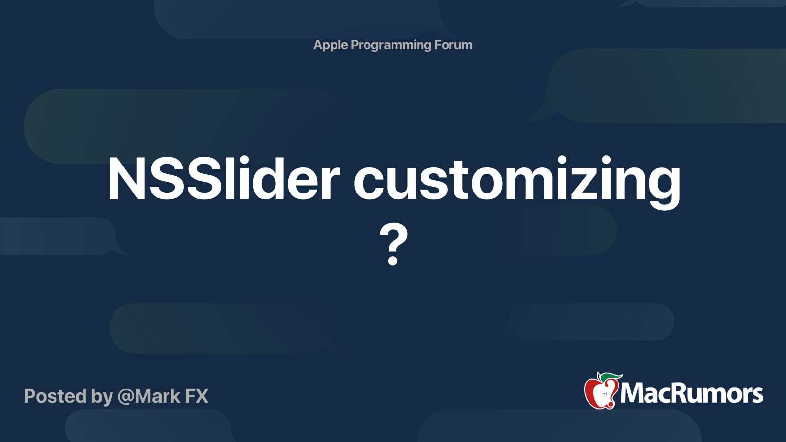 NSSlider customizing ? | MacRumors Forums