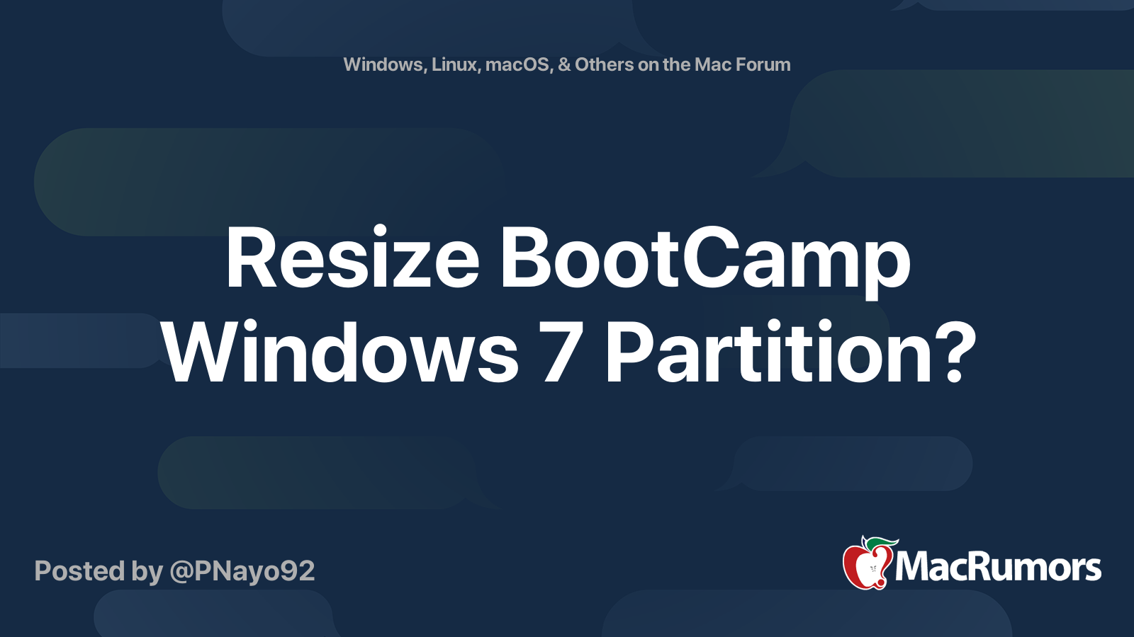 Resize BootCamp Windows 7 Partition? | MacRumors Forums