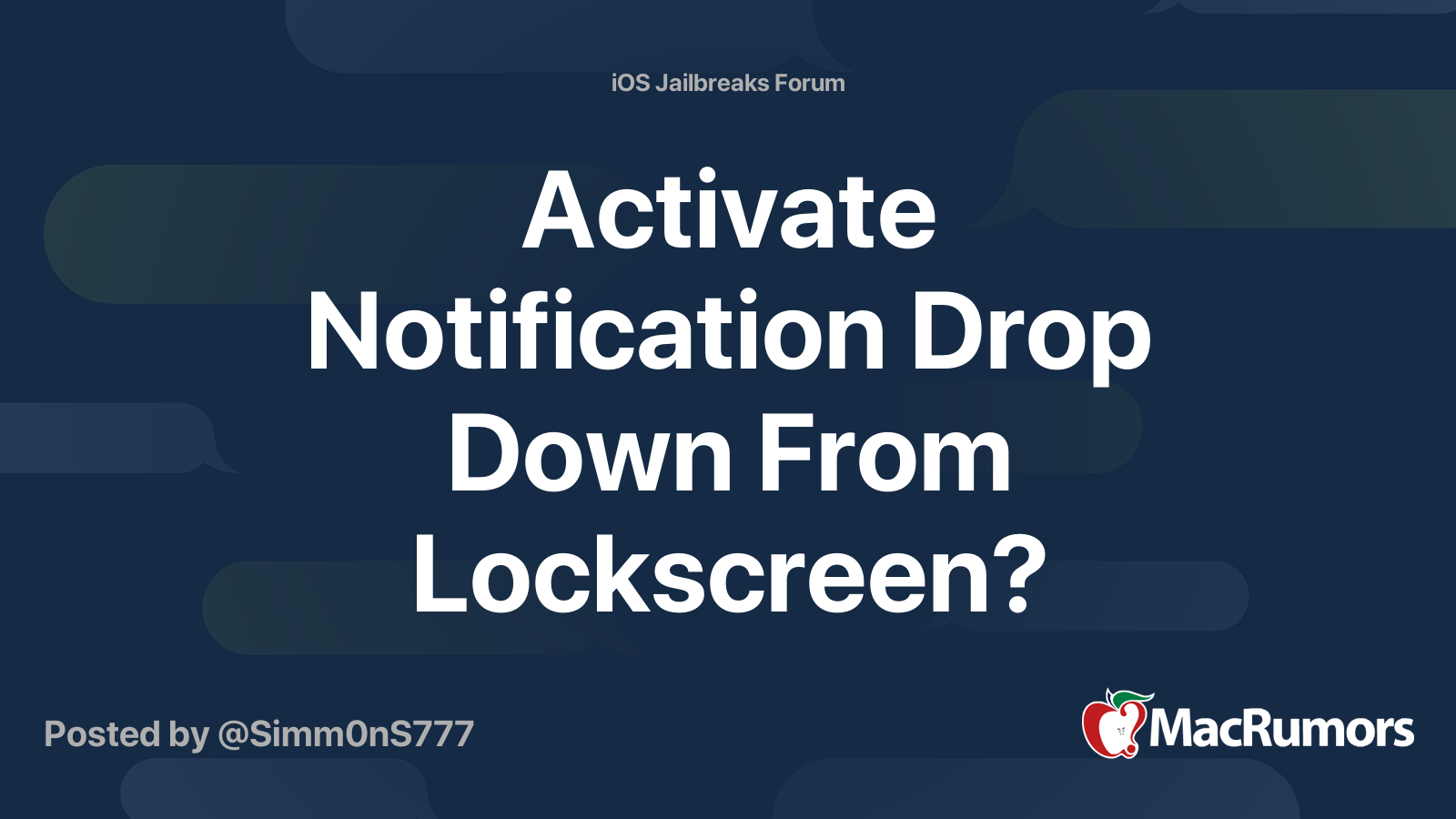 Activate Notification Drop Down From Lockscreen? | MacRumors Forums