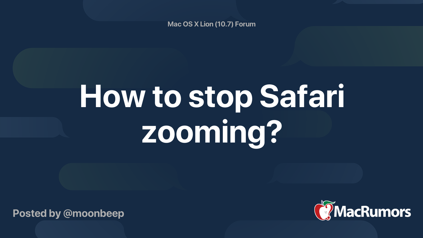 How to stop Safari zooming? | MacRumors Forums