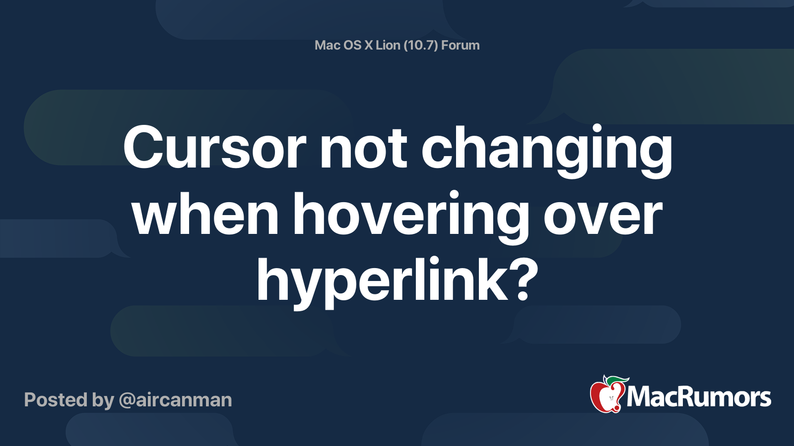 Cursor not changing when hovering over hyperlink? | MacRumors Forums