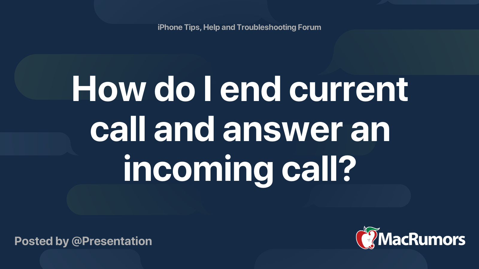 How do I end current call and answer an incoming call? | MacRumors Forums