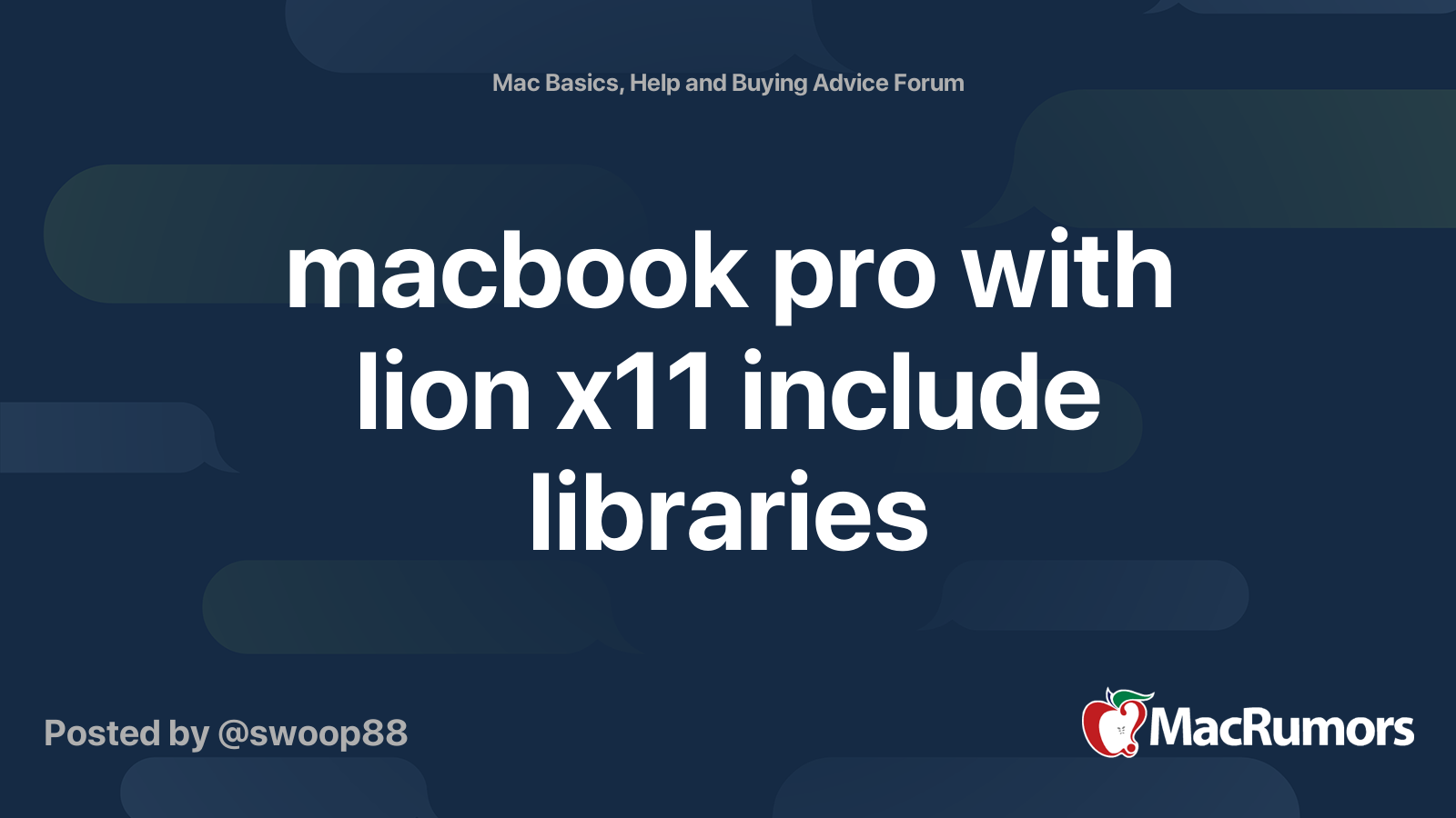 macbook pro with lion x11 include libraries | MacRumors Forums