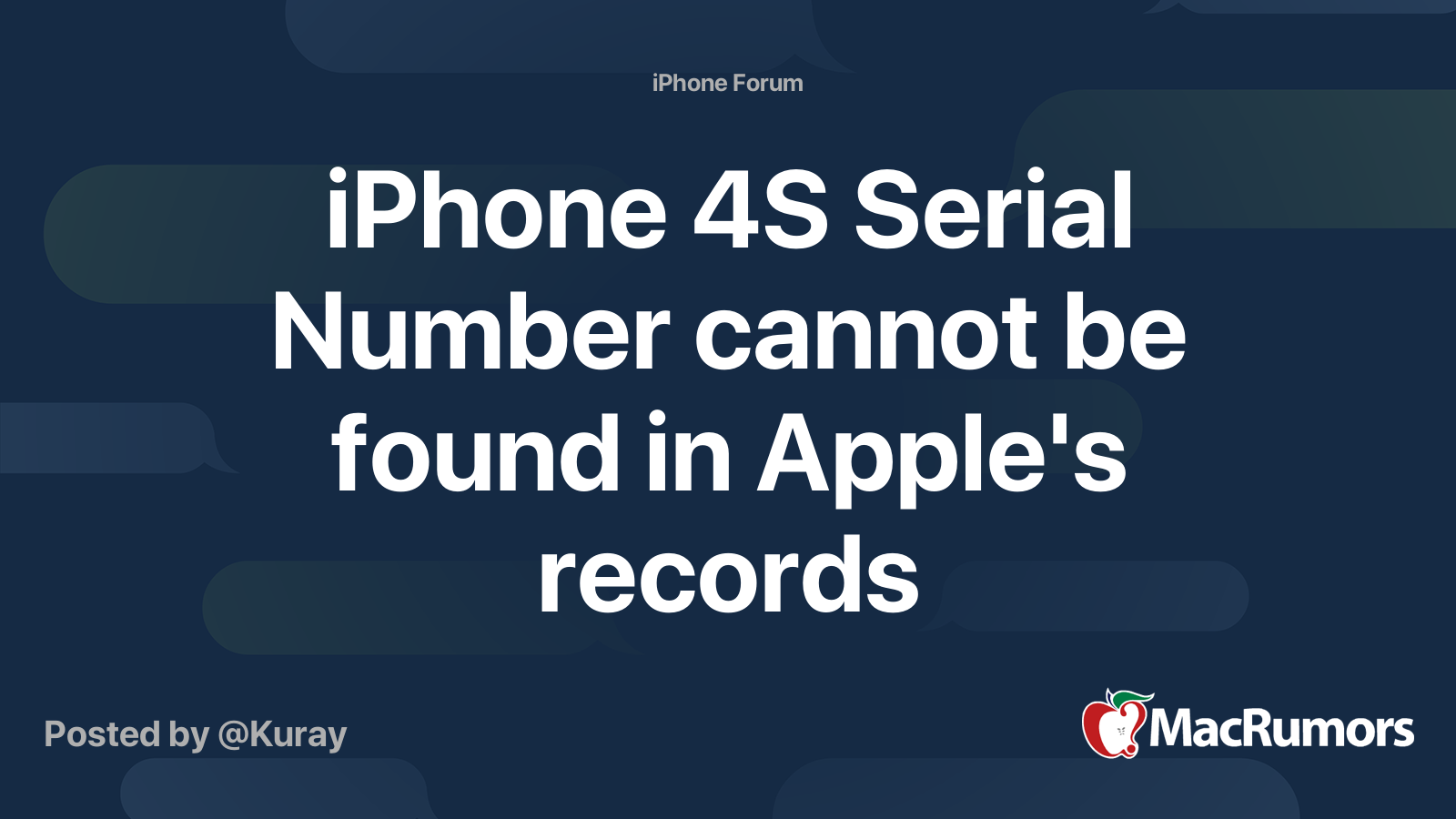 iPhone 4S Serial Number cannot be found in Apple's records | MacRumors ...