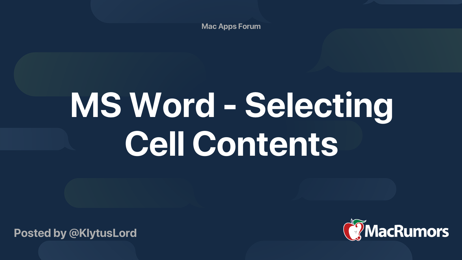 MS Word - Selecting Cell Contents | MacRumors Forums