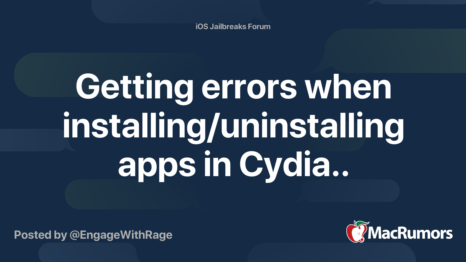 Getting errors when installing/uninstalling apps in Cydia.. | MacRumors Forums
