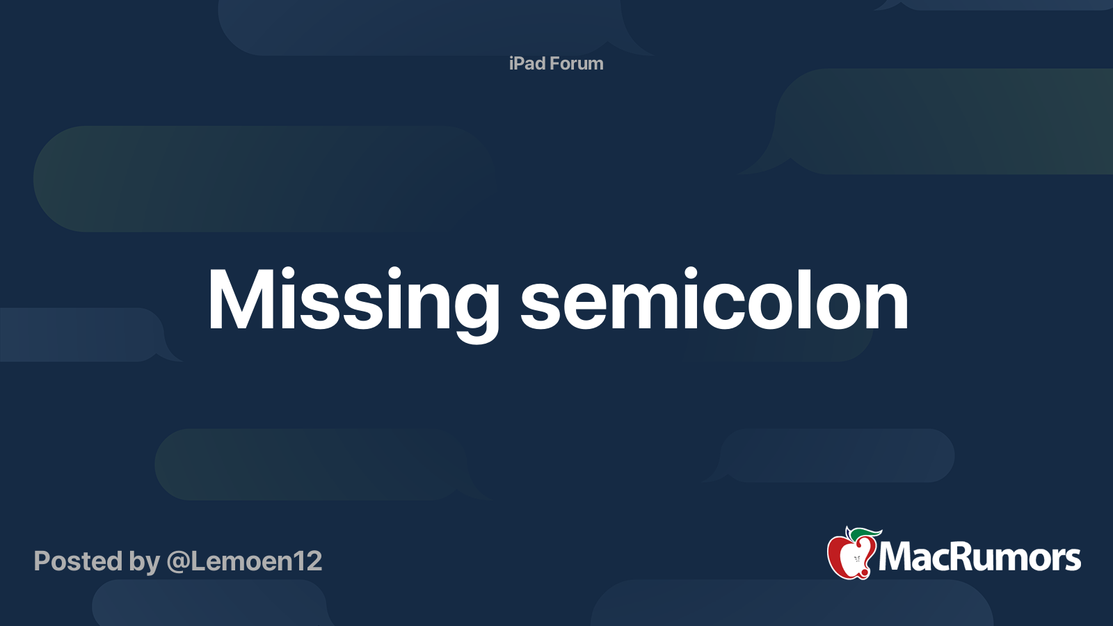 Missing semicolon | MacRumors Forums