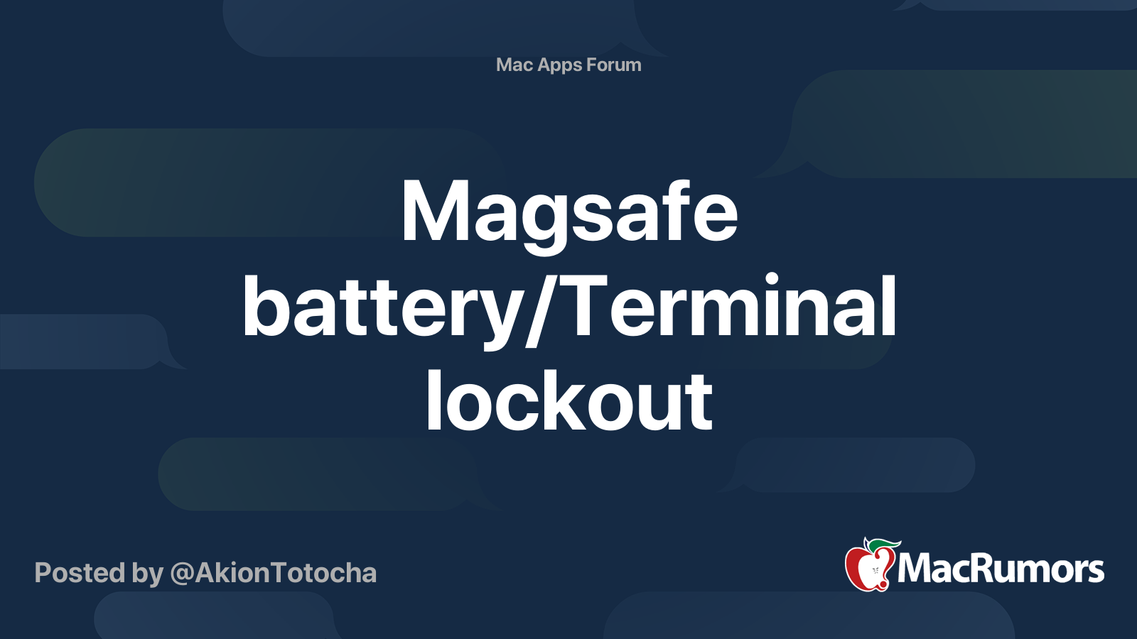 Magsafe battery/Terminal lockout | MacRumors Forums