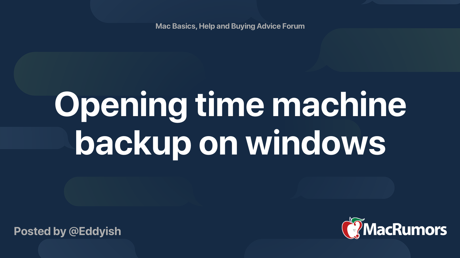 Opening time machine backup on windows | MacRumors Forums