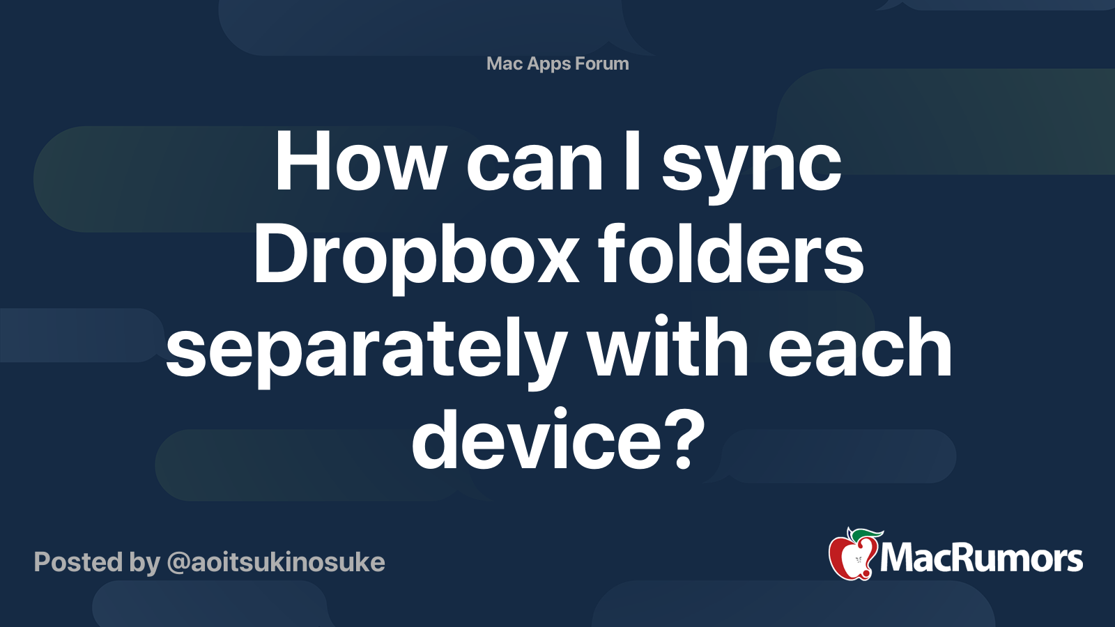 How can I sync Dropbox folders separately with each device? | MacRumors Forums