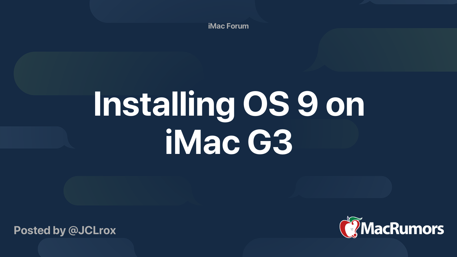 Installing OS 9 on iMac G3 | MacRumors Forums