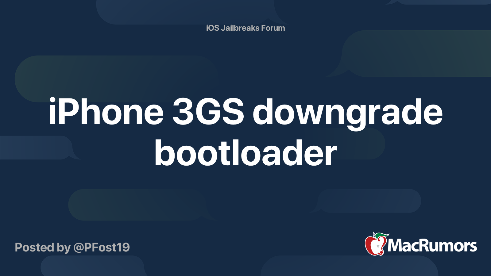 iPhone 3GS downgrade bootloader | MacRumors Forums