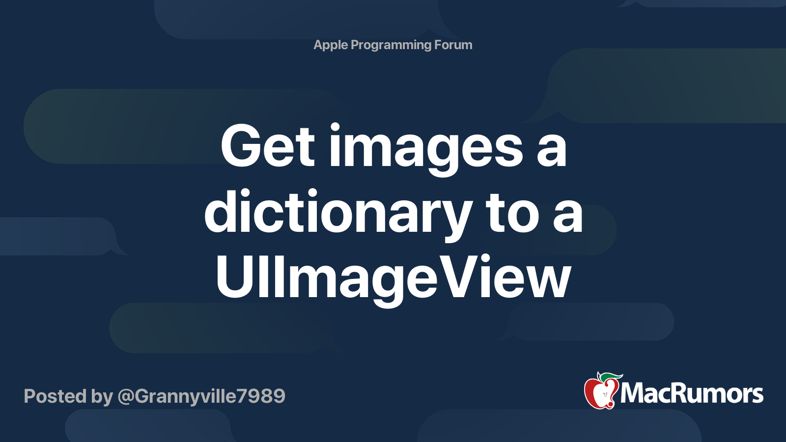 Get images a dictionary to a UIImageView | MacRumors Forums