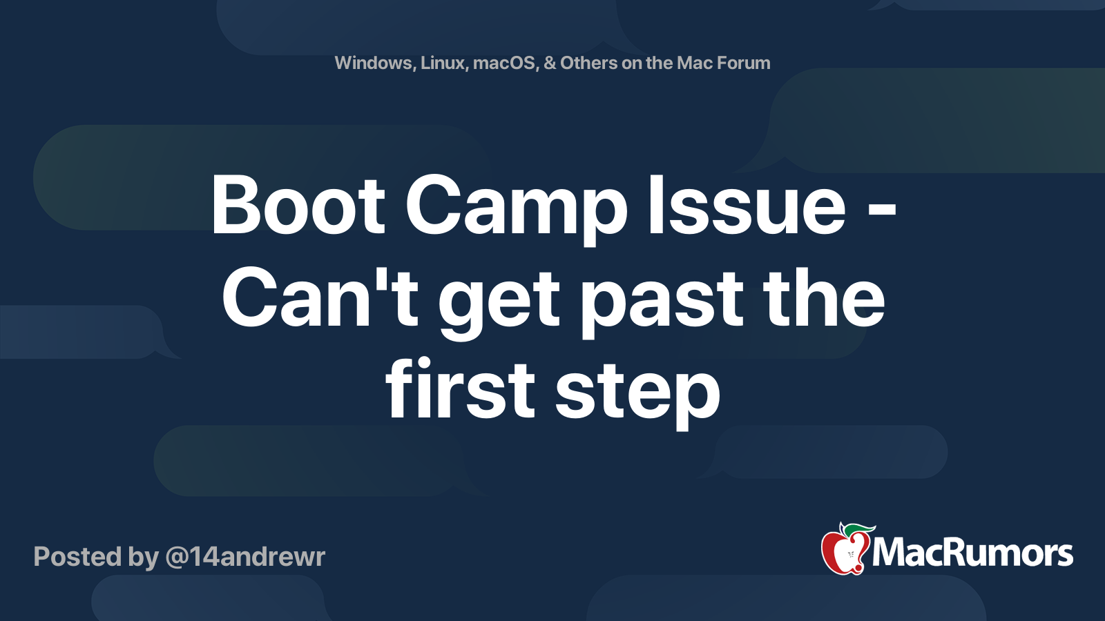 Boot Camp Issue - Can't get past the first step | MacRumors Forums