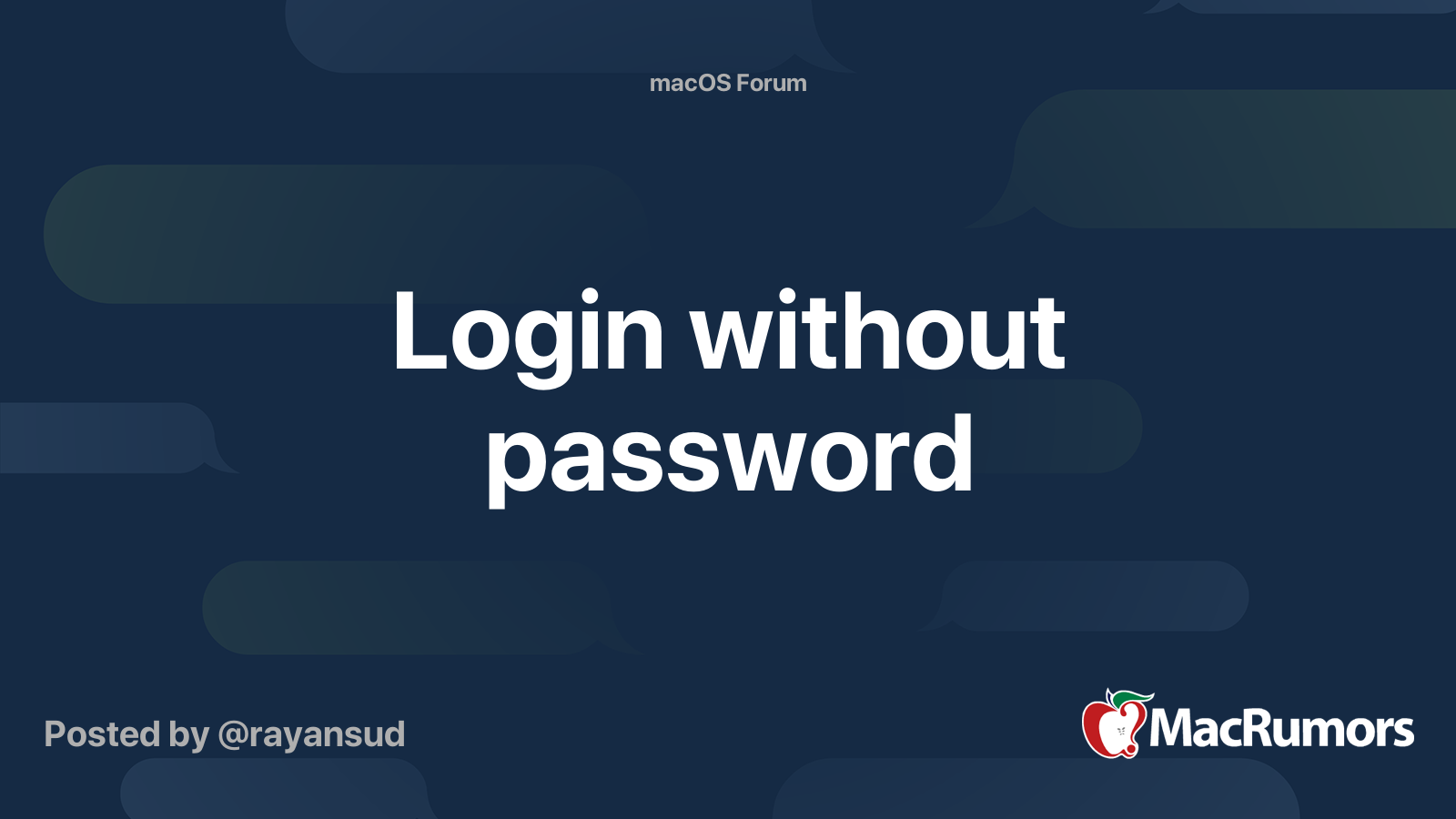 Login without password | MacRumors Forums