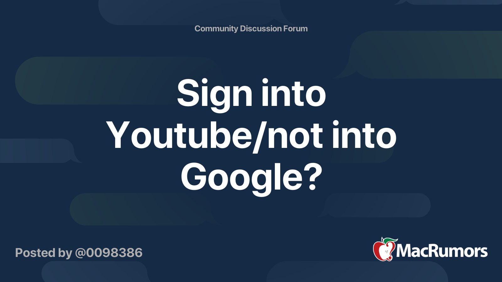 Sign into Youtube/not into Google? | MacRumors Forums