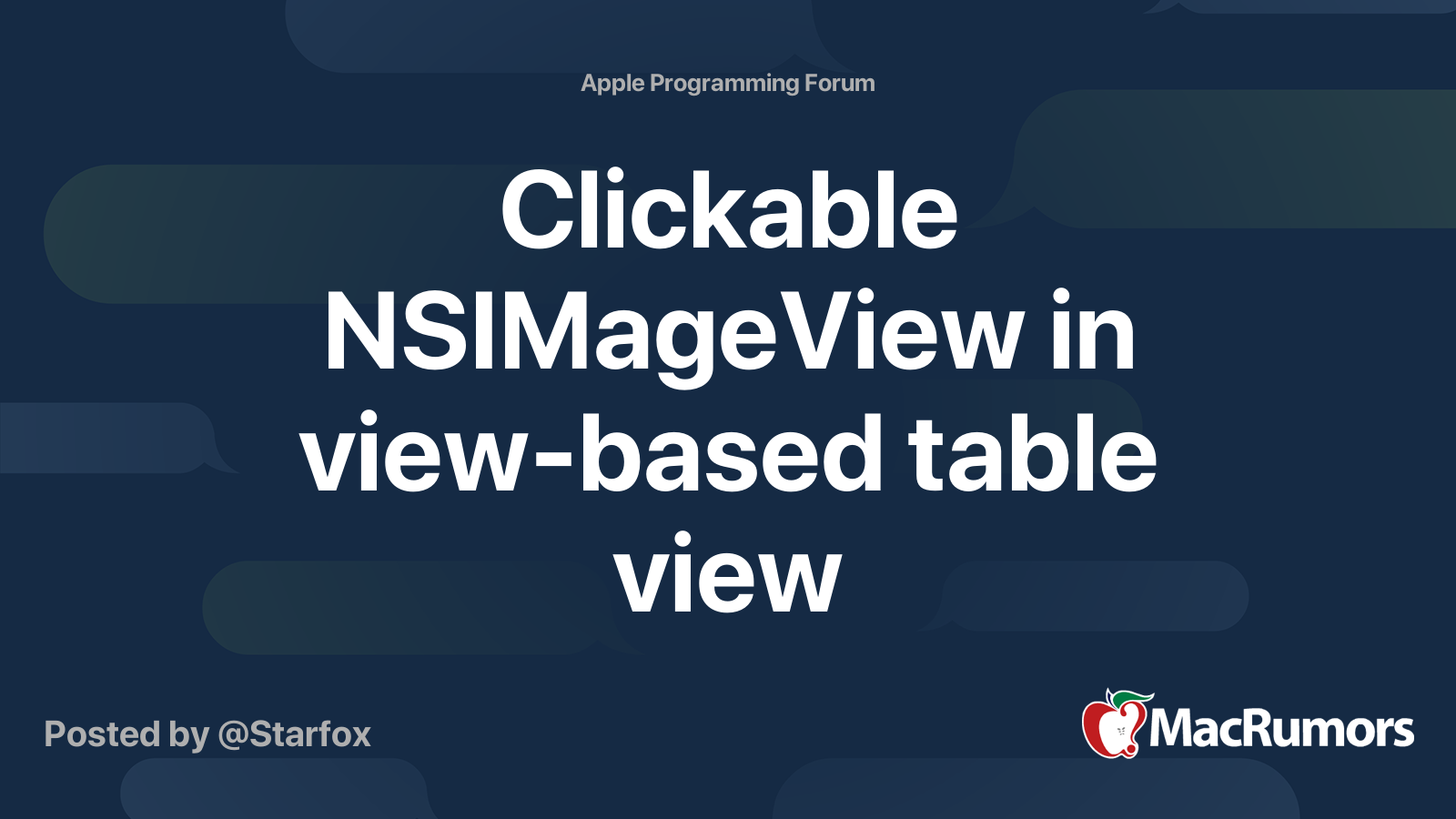 Clickable NSIMageView in view-based table view | MacRumors Forums