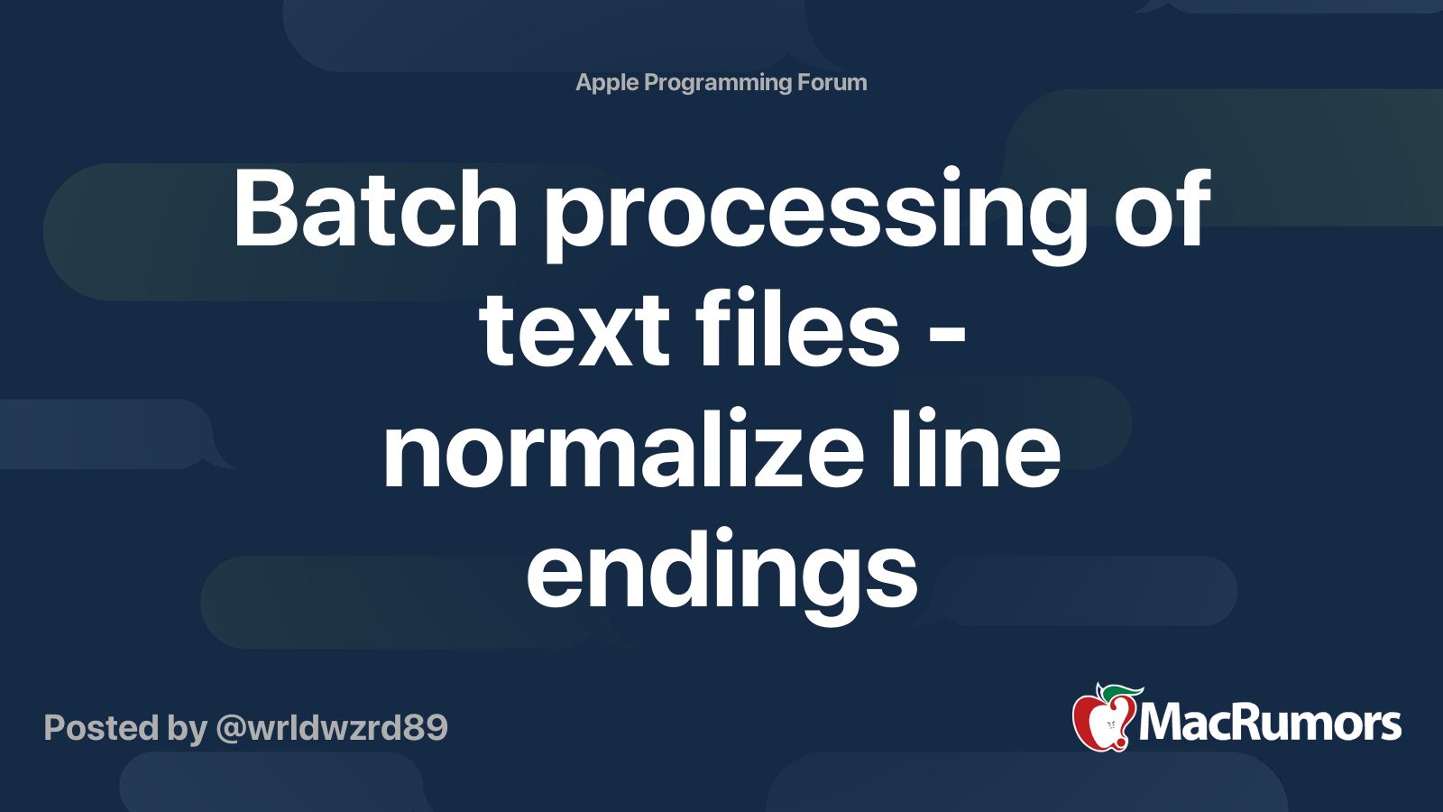 Batch processing of text files - normalize line endings | MacRumors Forums