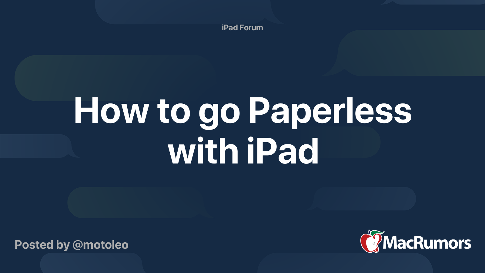 How to go Paperless with iPad | MacRumors Forums