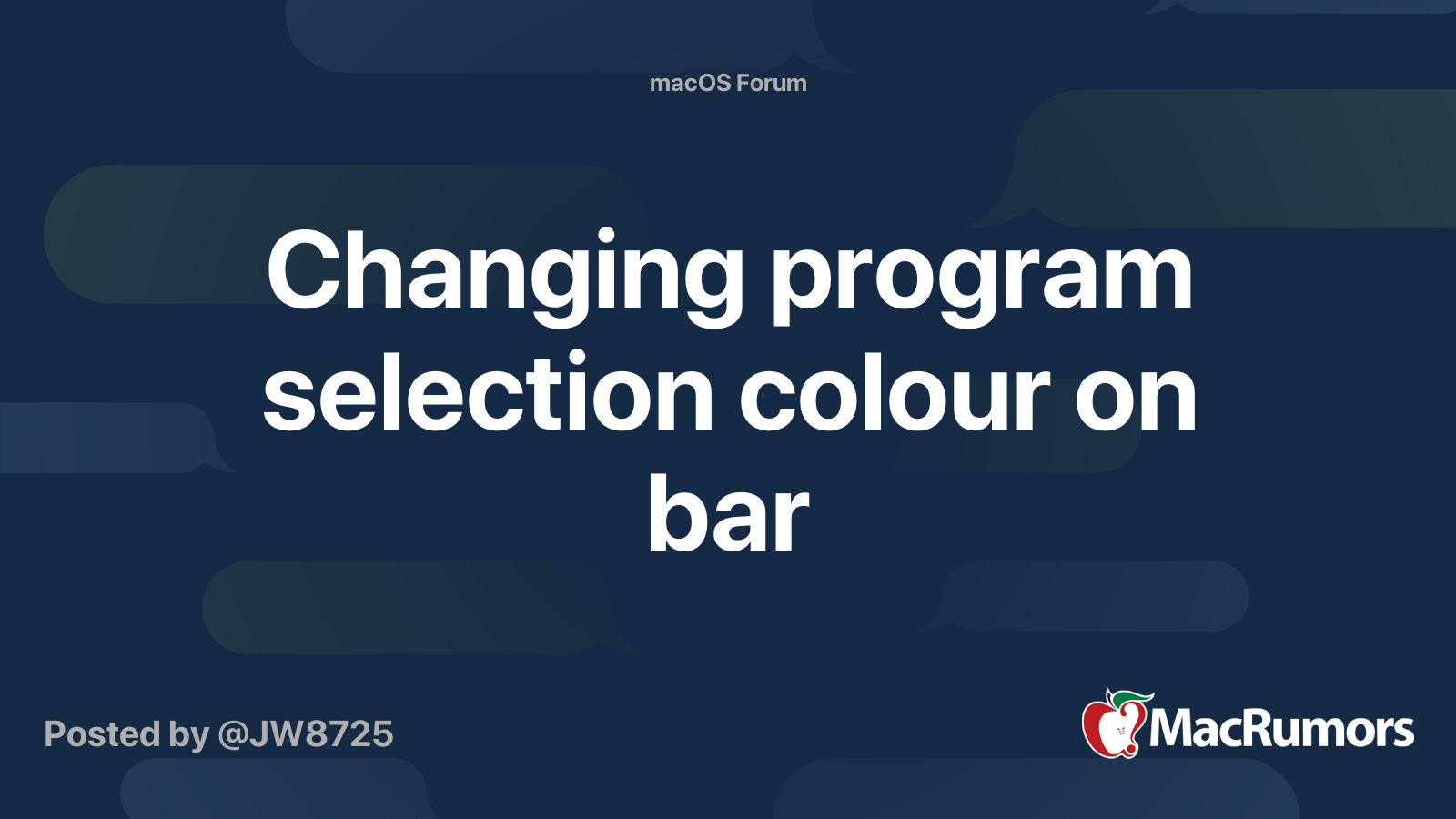 Changing program selection colour on bar | MacRumors Forums