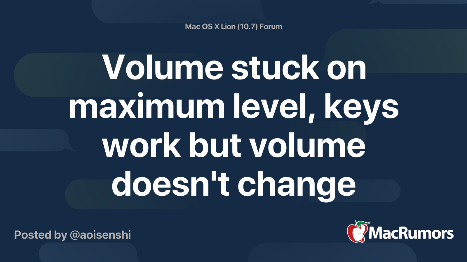 Volume stuck on maximum level, keys work but volume doesn't change ...
