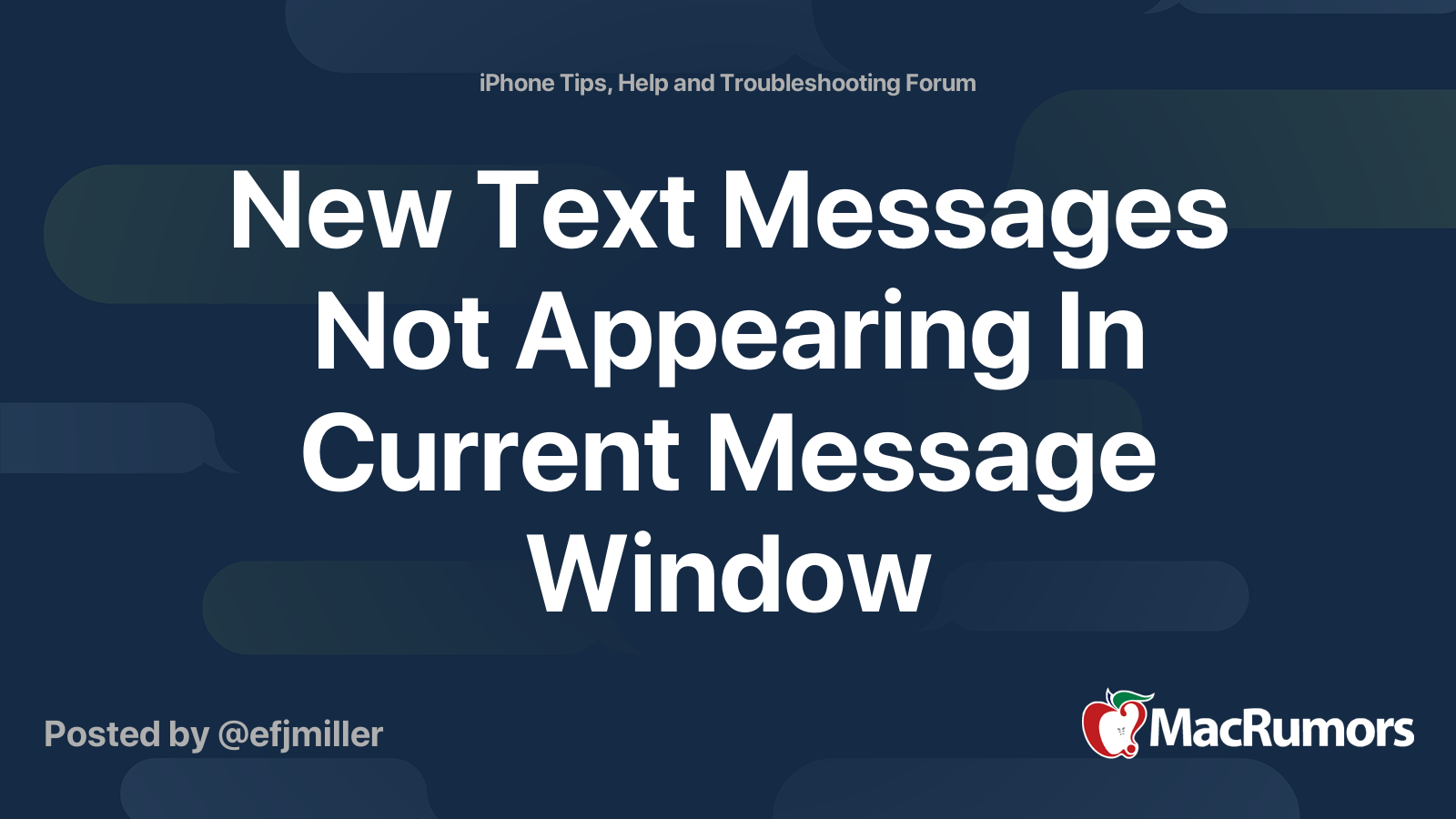 New Text Messages Not Appearing In Current Message Window | MacRumors Forums