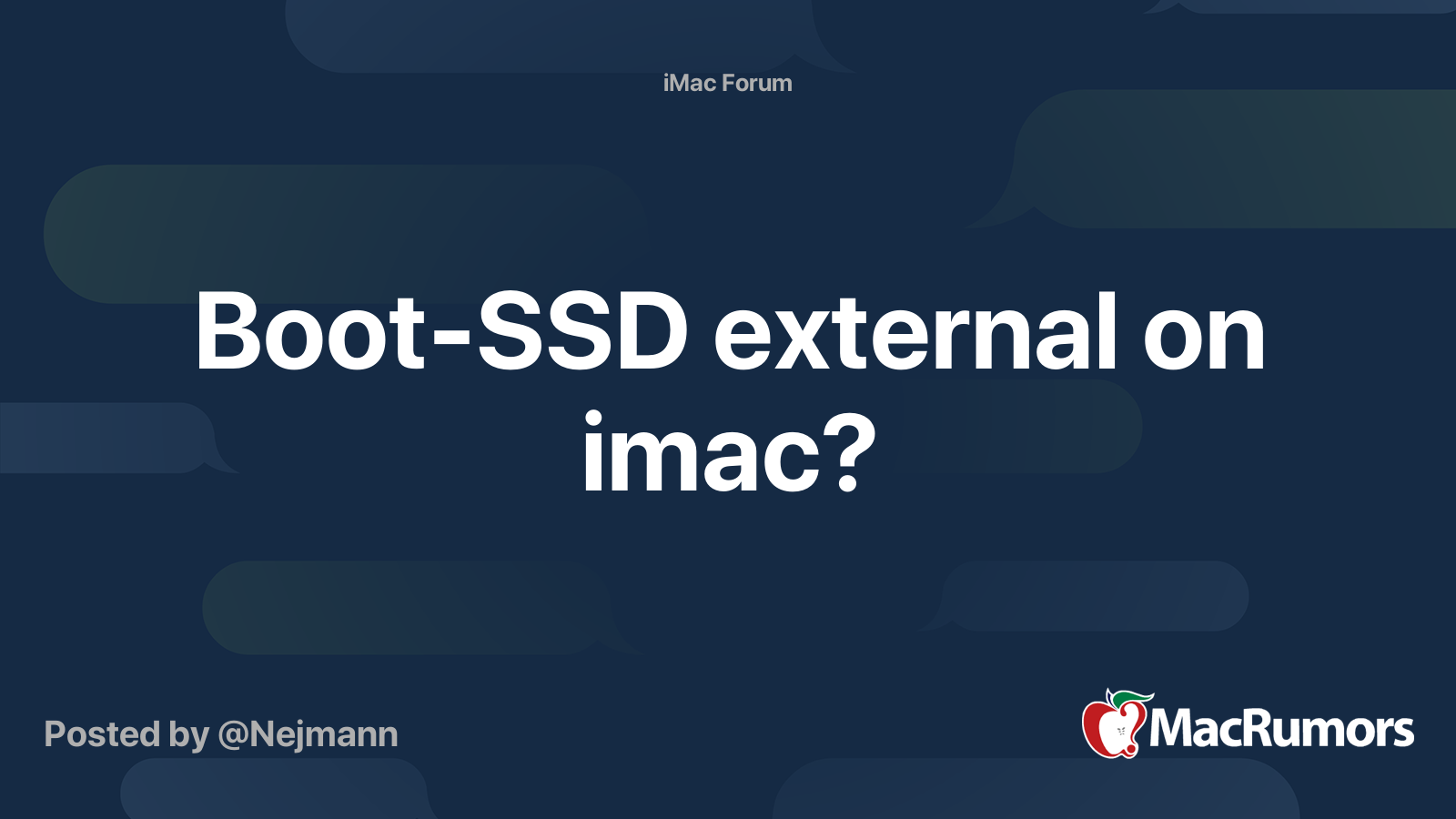 Boot-SSD external on imac? | MacRumors Forums