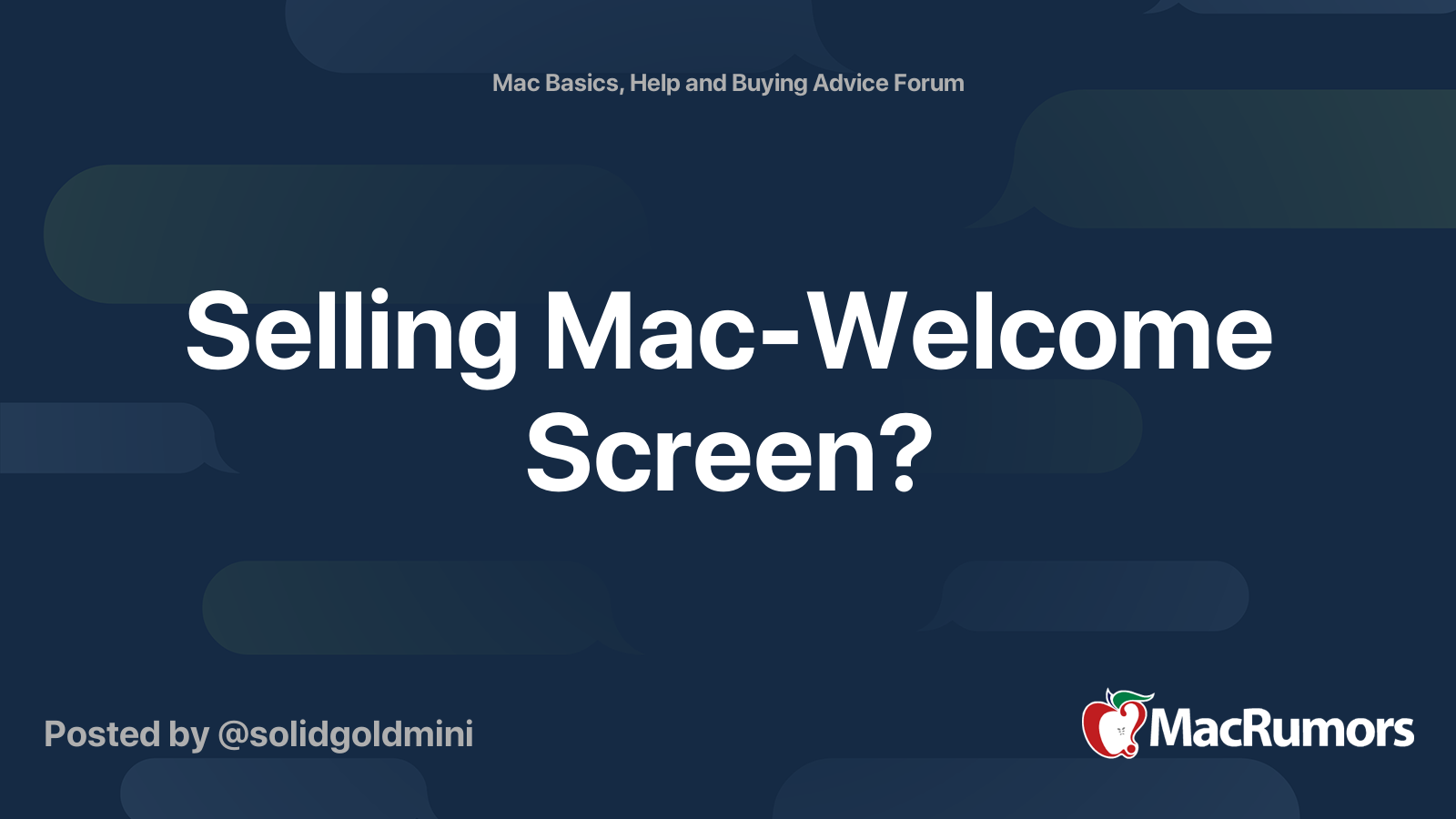 Selling Mac-Welcome Screen? | MacRumors Forums