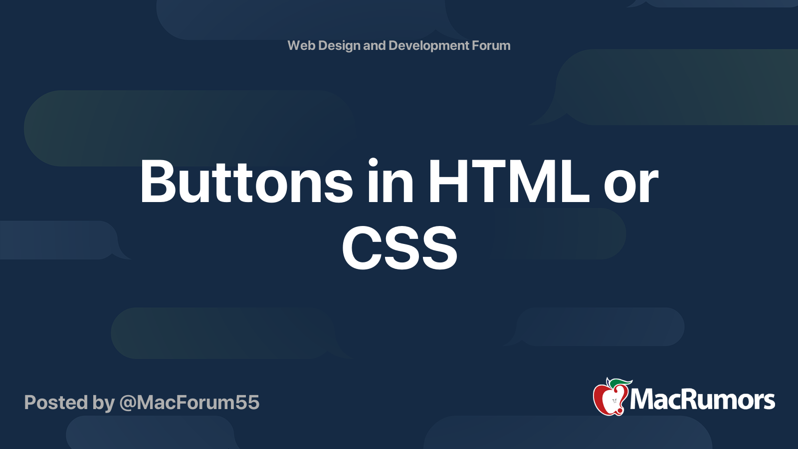 Buttons in HTML or CSS | MacRumors Forums