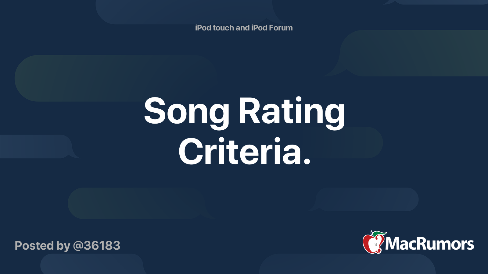 Song Rating Criteria. | MacRumors Forums