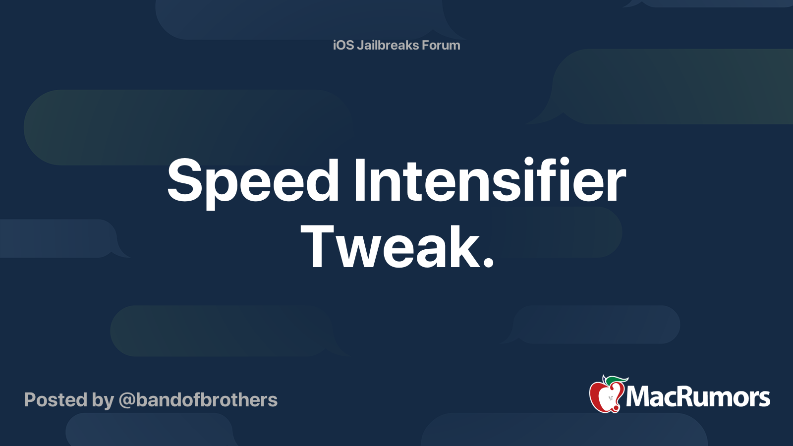 Speed Intensifier Tweak. | MacRumors Forums