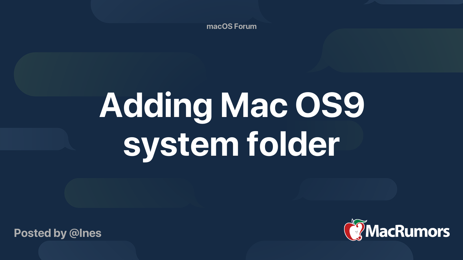 Adding Mac OS9 system folder | MacRumors Forums