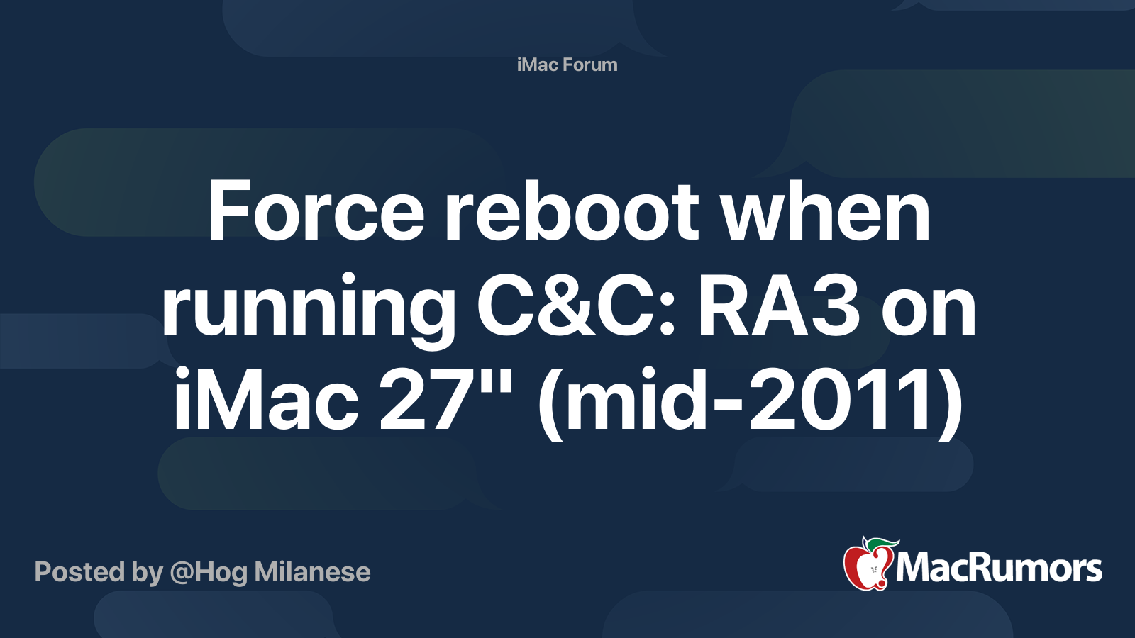 Force reboot when running C&C: RA3 on iMac 27" (mid-2011) | MacRumors Forums