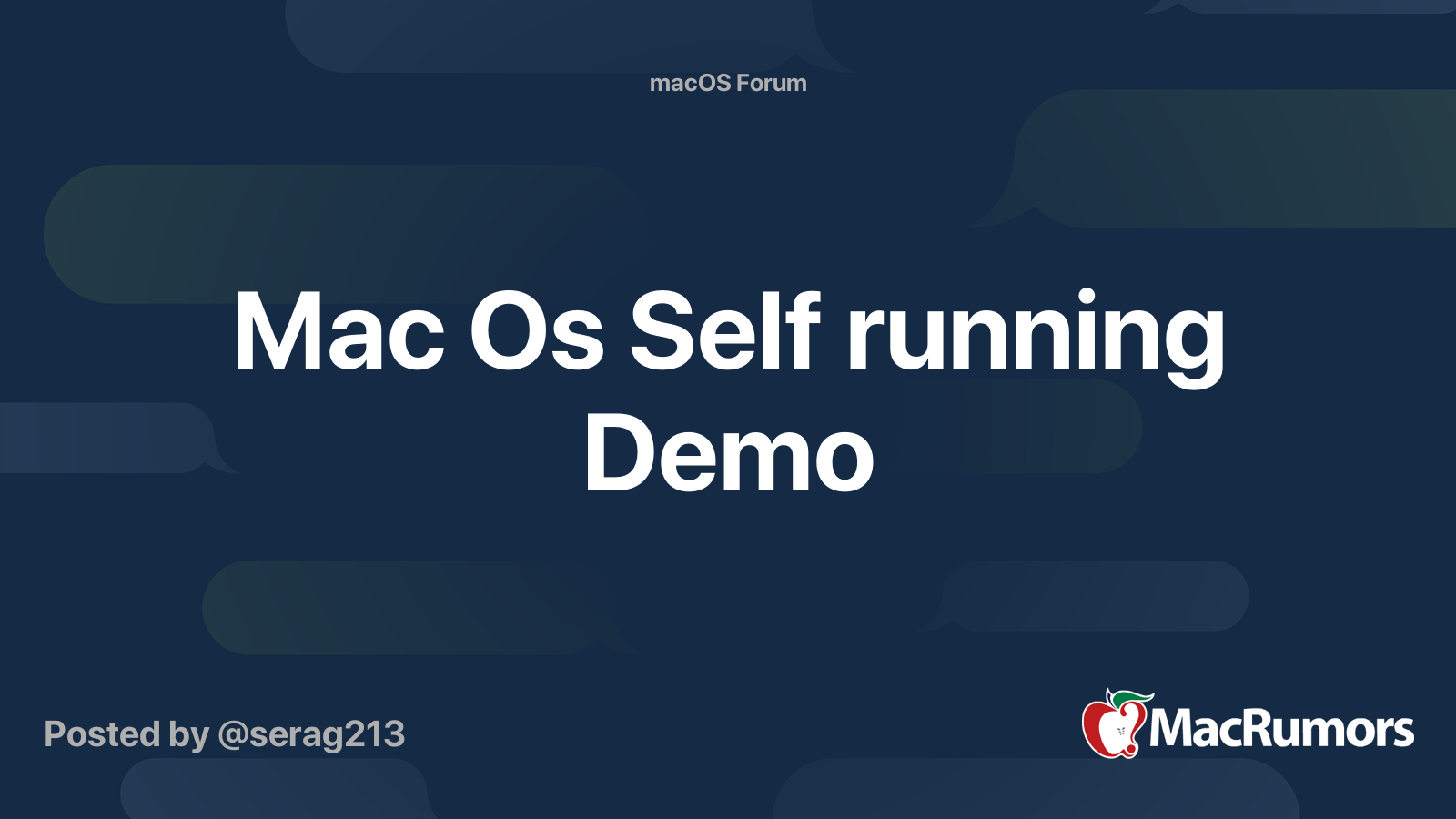 Mac Os Self running Demo | MacRumors Forums