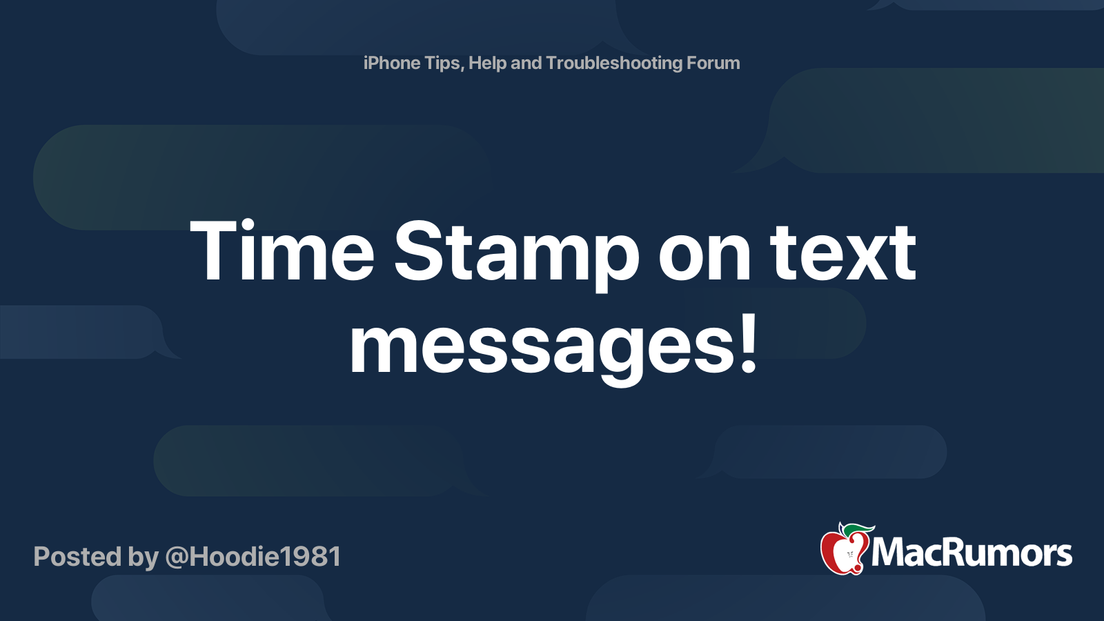 Time Stamp on text messages! | MacRumors Forums