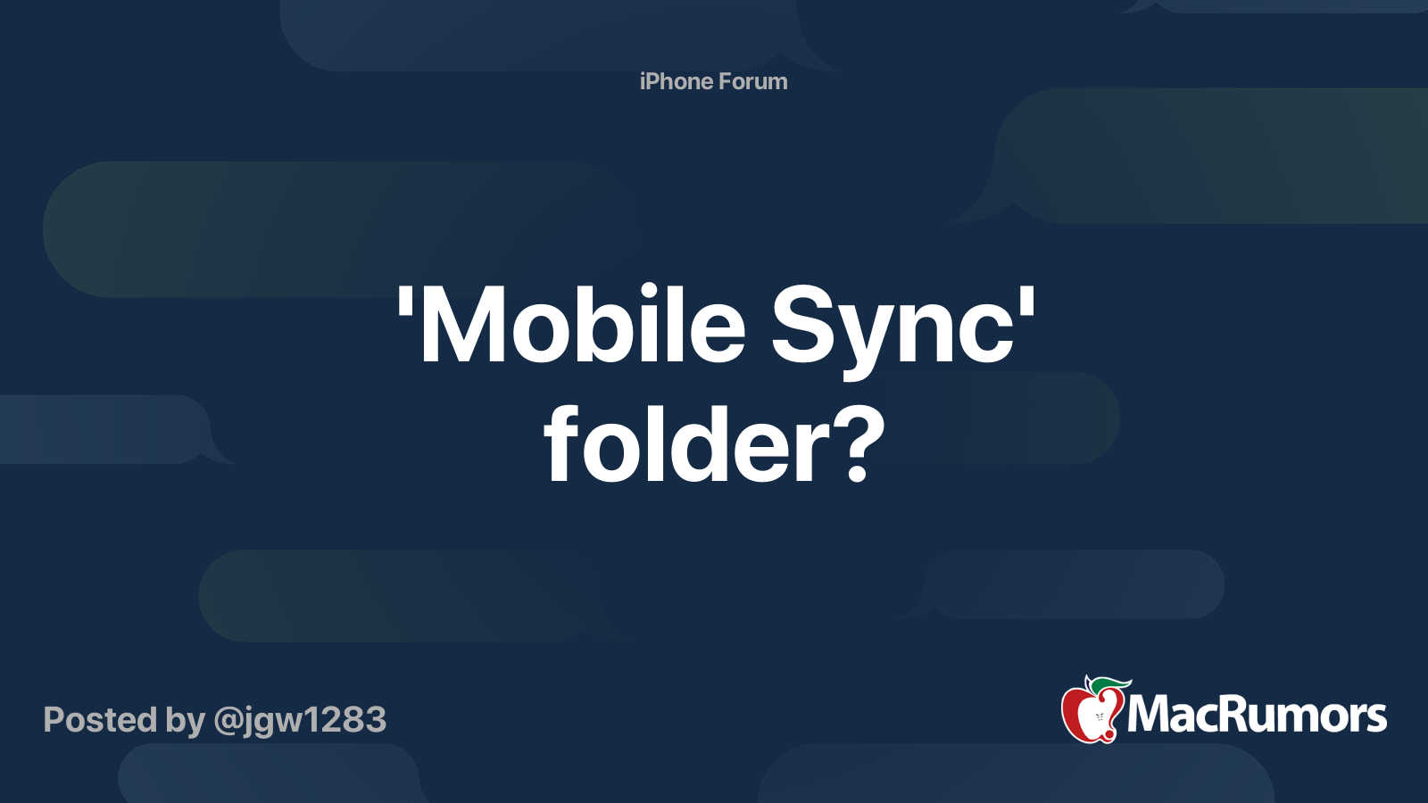 'Mobile Sync' folder? | MacRumors Forums