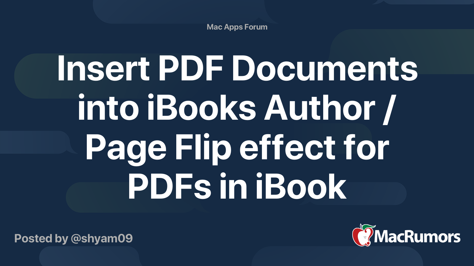 Insert PDF Documents into iBooks Author / Page Flip effect for PDFs in iBook | MacRumors Forums