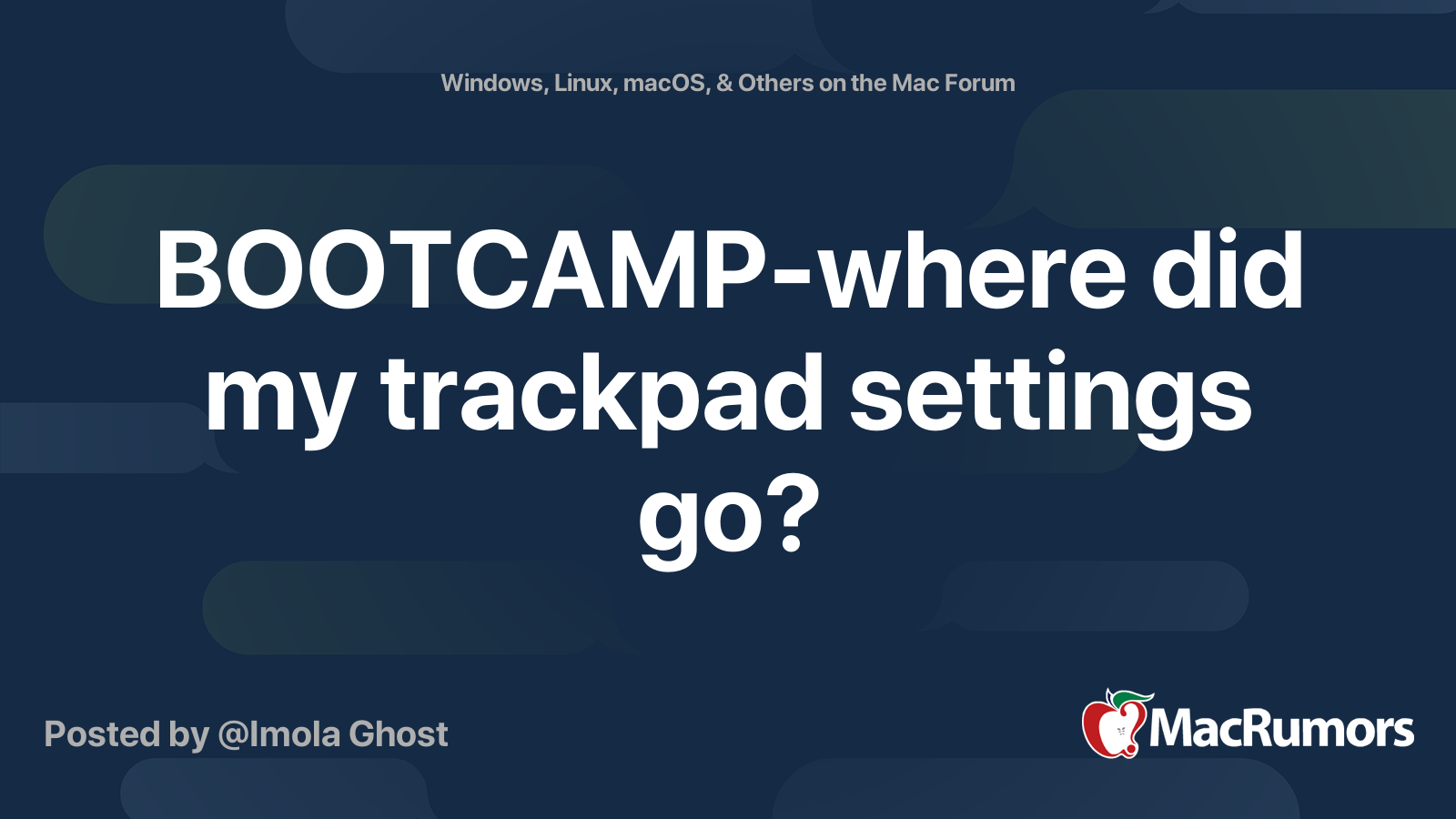BOOTCAMP-where did my trackpad settings go? | MacRumors Forums