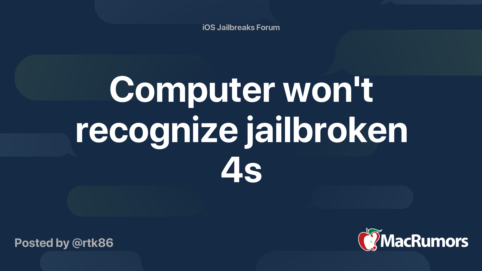 Computer won't recognize jailbroken 4s | MacRumors Forums