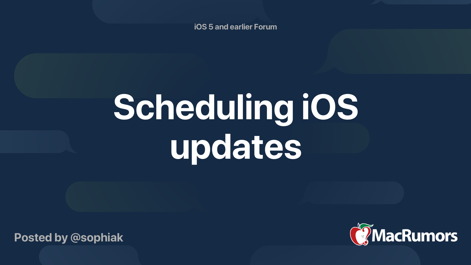 Scheduling iOS updates | MacRumors Forums