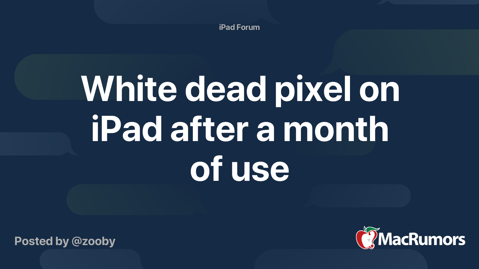 White dead pixel on iPad after a month of use | MacRumors Forums