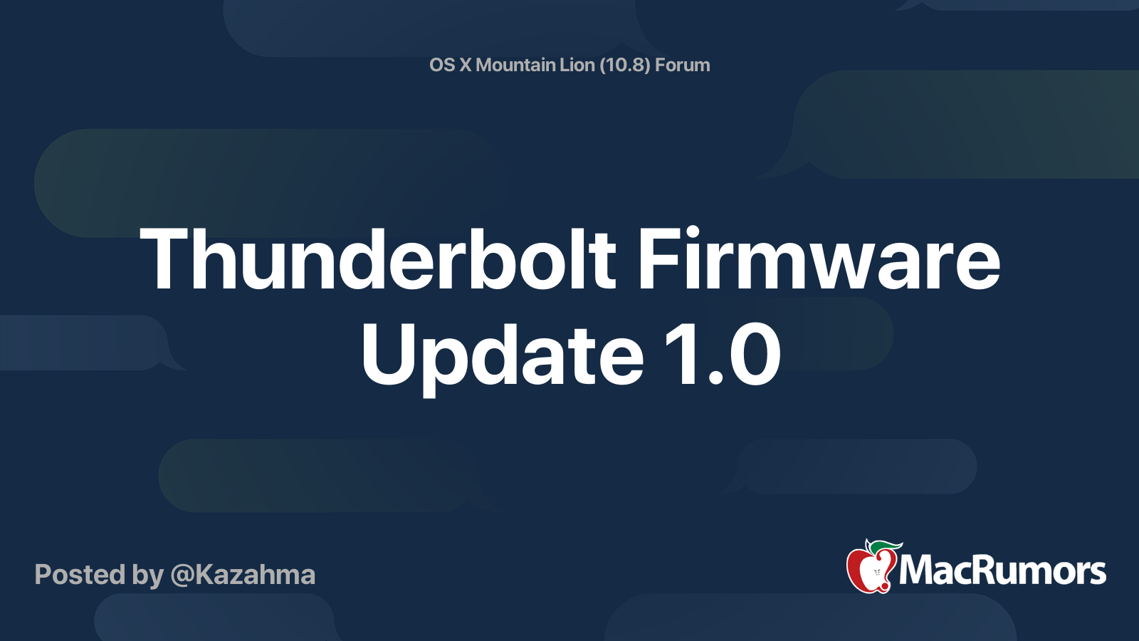 Thunderbolt Firmware Update 1.0 | MacRumors Forums