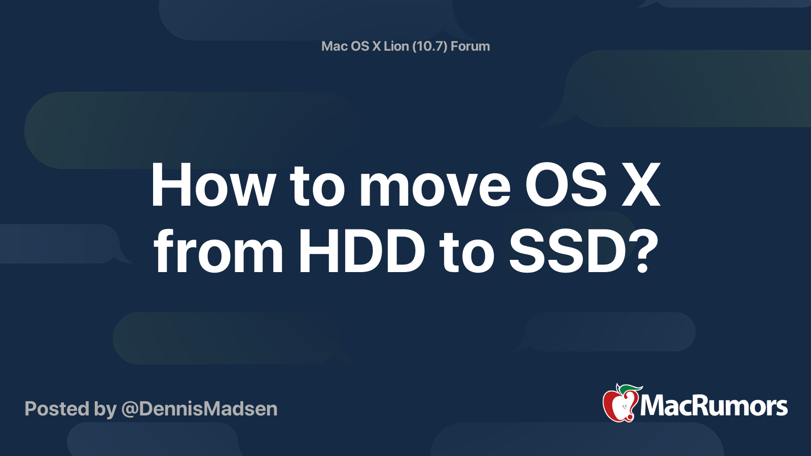How to move OS X from HDD to SSD? | MacRumors Forums
