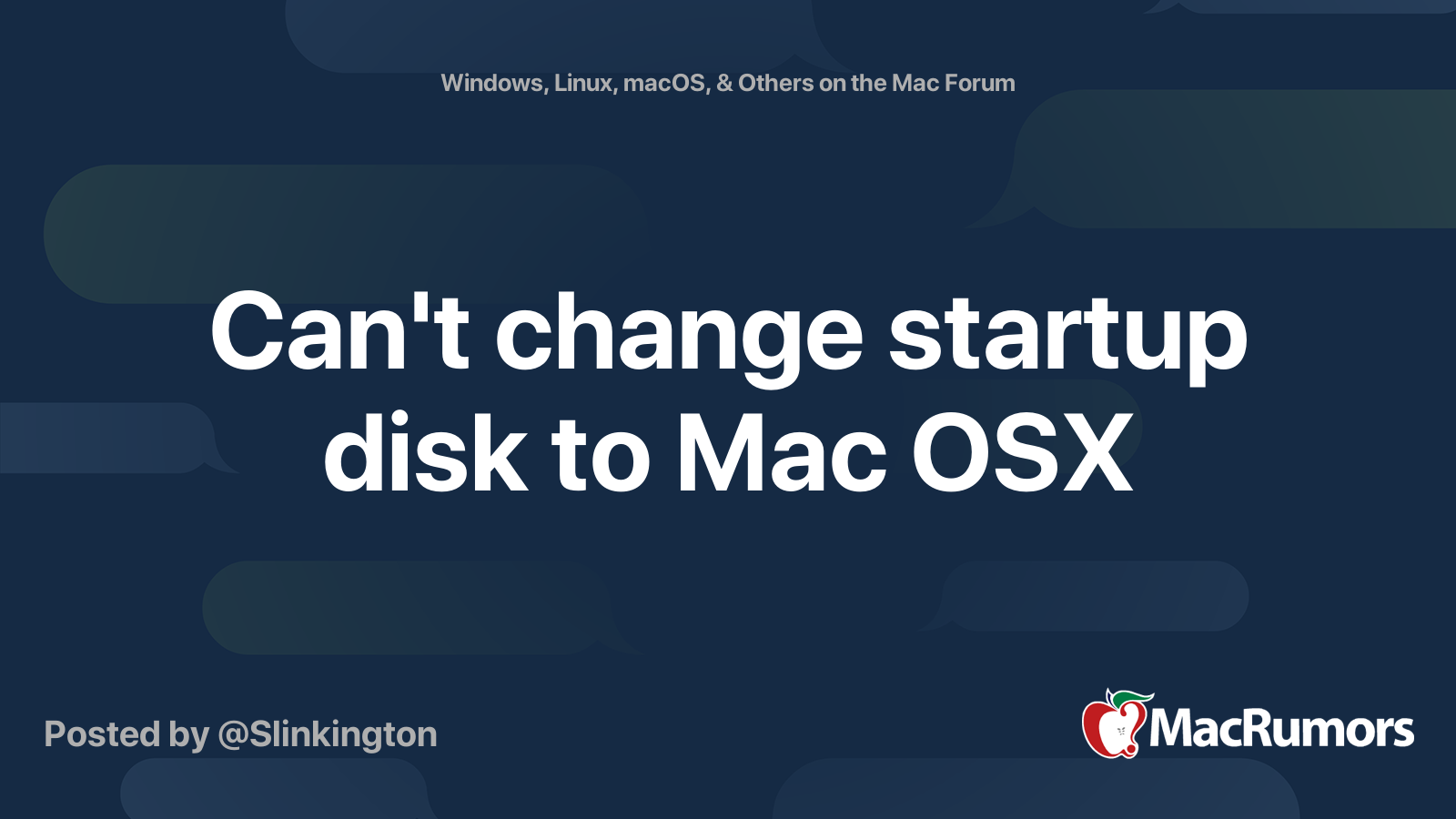 Can't change startup disk to Mac OSX | MacRumors Forums