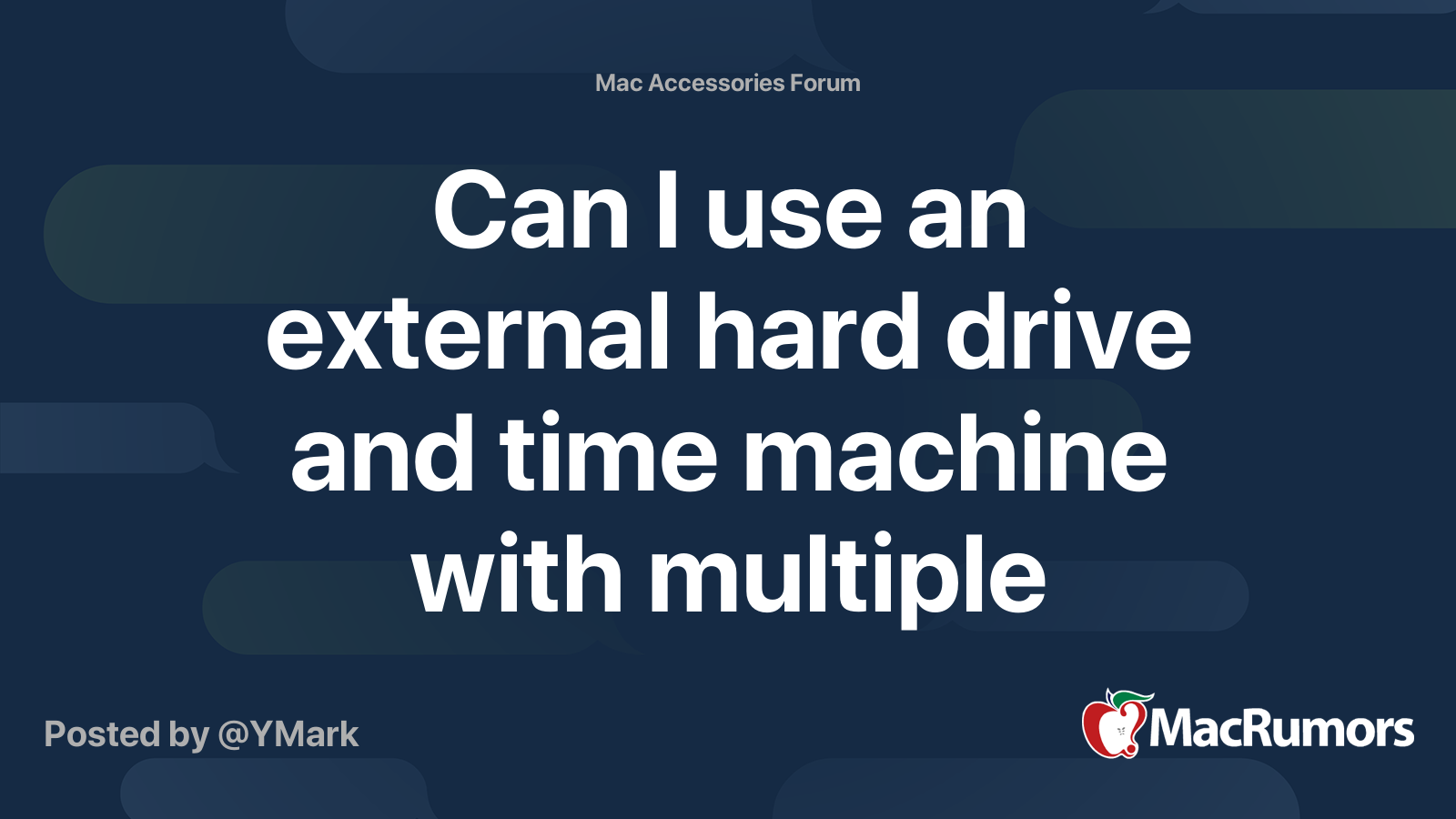 Can I use an external hard drive and time machine with multiple computers | MacRumors Forums