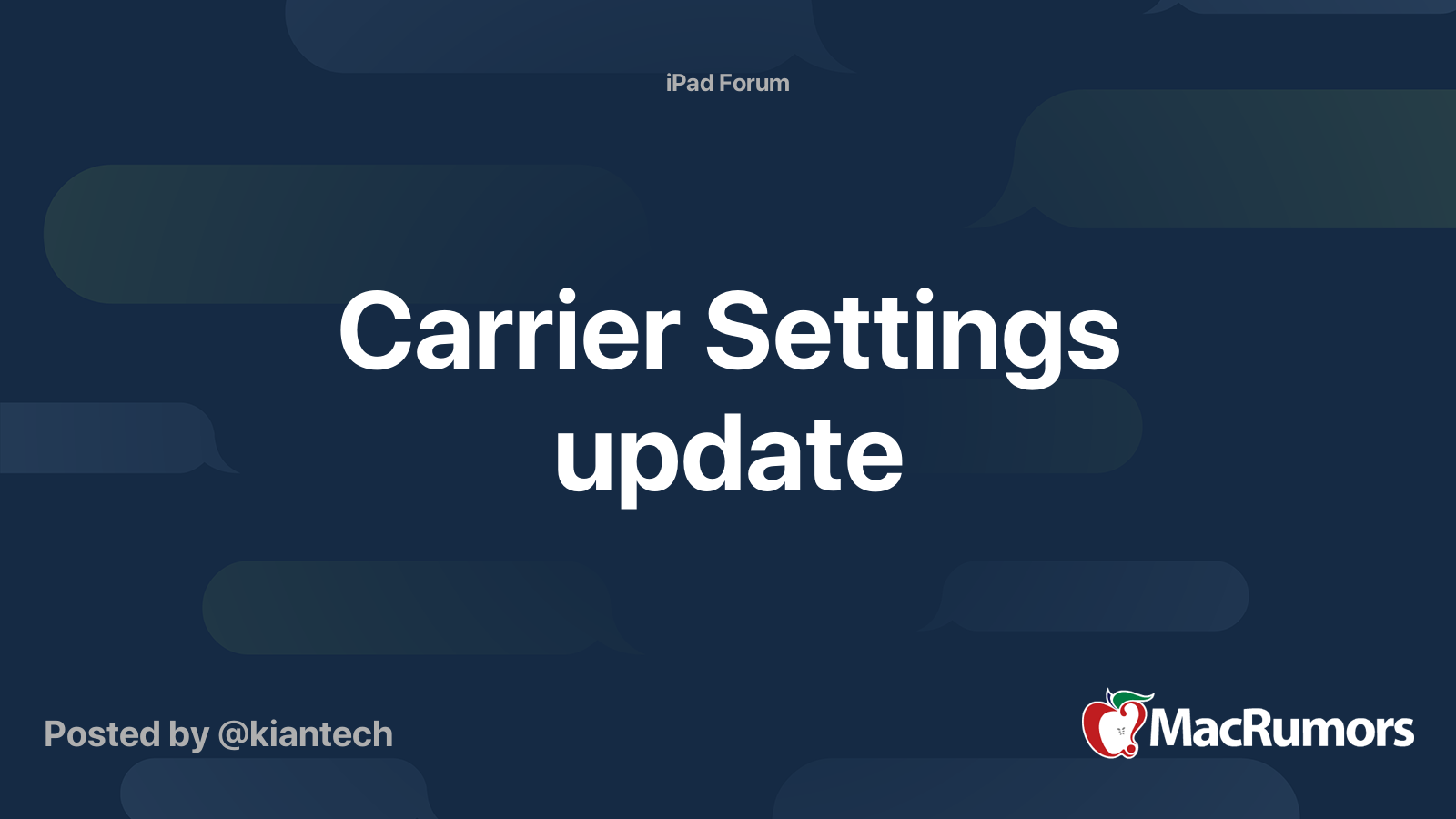 Carrier Settings update | MacRumors Forums