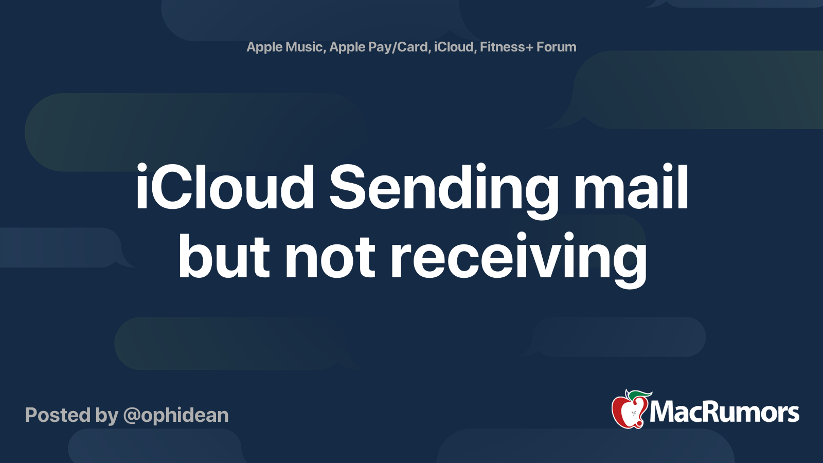 iCloud Sending mail but not receiving | MacRumors Forums