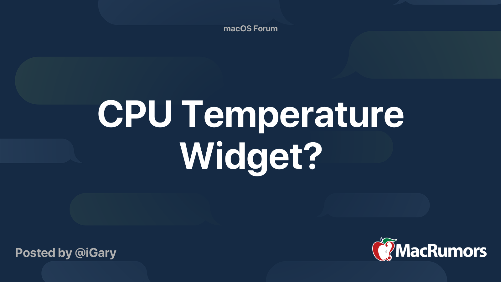 CPU Temperature Widget? | MacRumors Forums