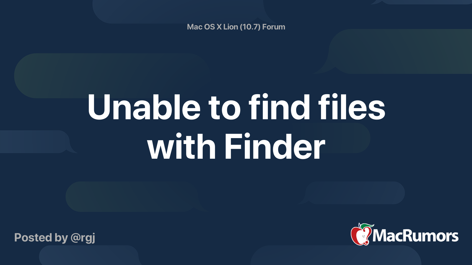 Unable to find files with Finder | MacRumors Forums
